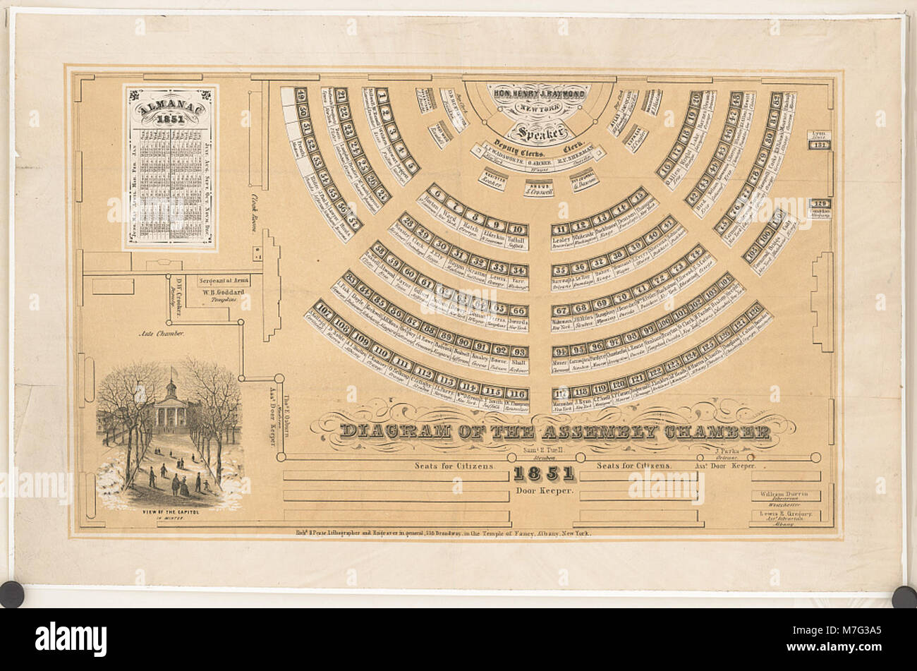This diagram from 1851 shows the layout of an assembly chamber, likely ...