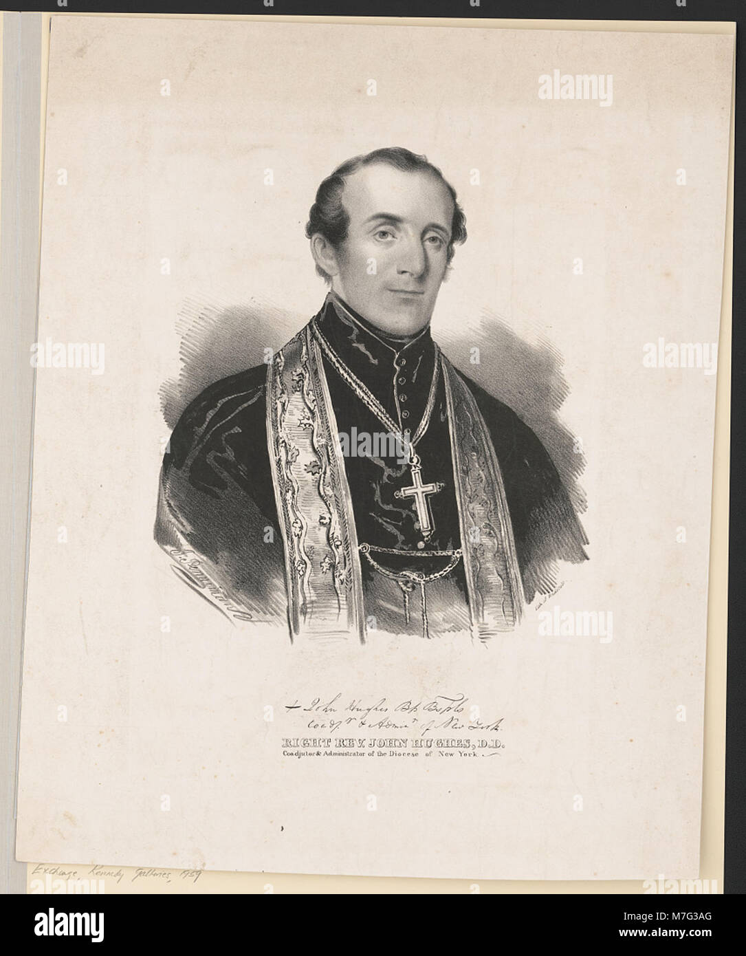 This portrait features the Right Reverend John Hughes, a significant ...