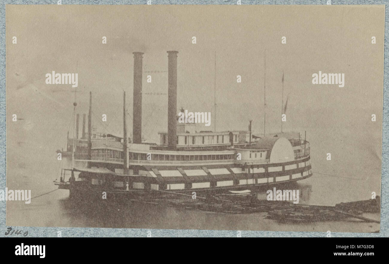 A historical photograph of the U.S. gunboat Black Hawk, highlighting ...