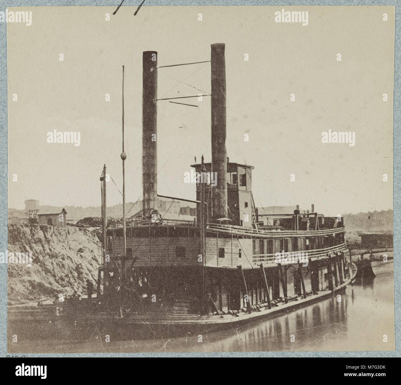 The U.S. gunboat Brown, part of the Mississippi River Fleet during the ...
