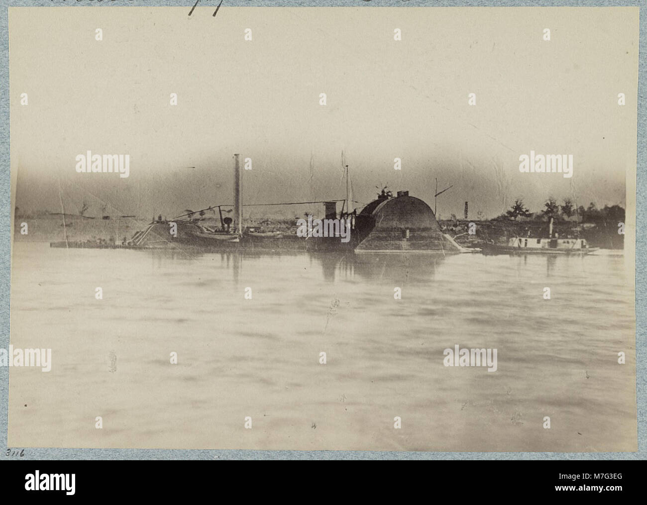 The image depicts the U.S. gunboat Choctaw, part of the Mississippi ...