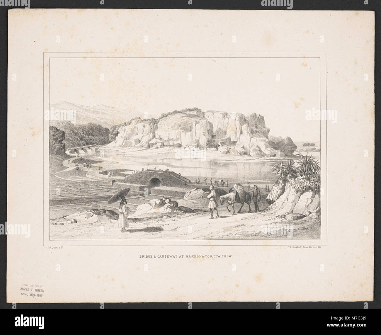 The bridge and causeway at Ma-Chi-Na-Too in Lew Chew, shown in this ...