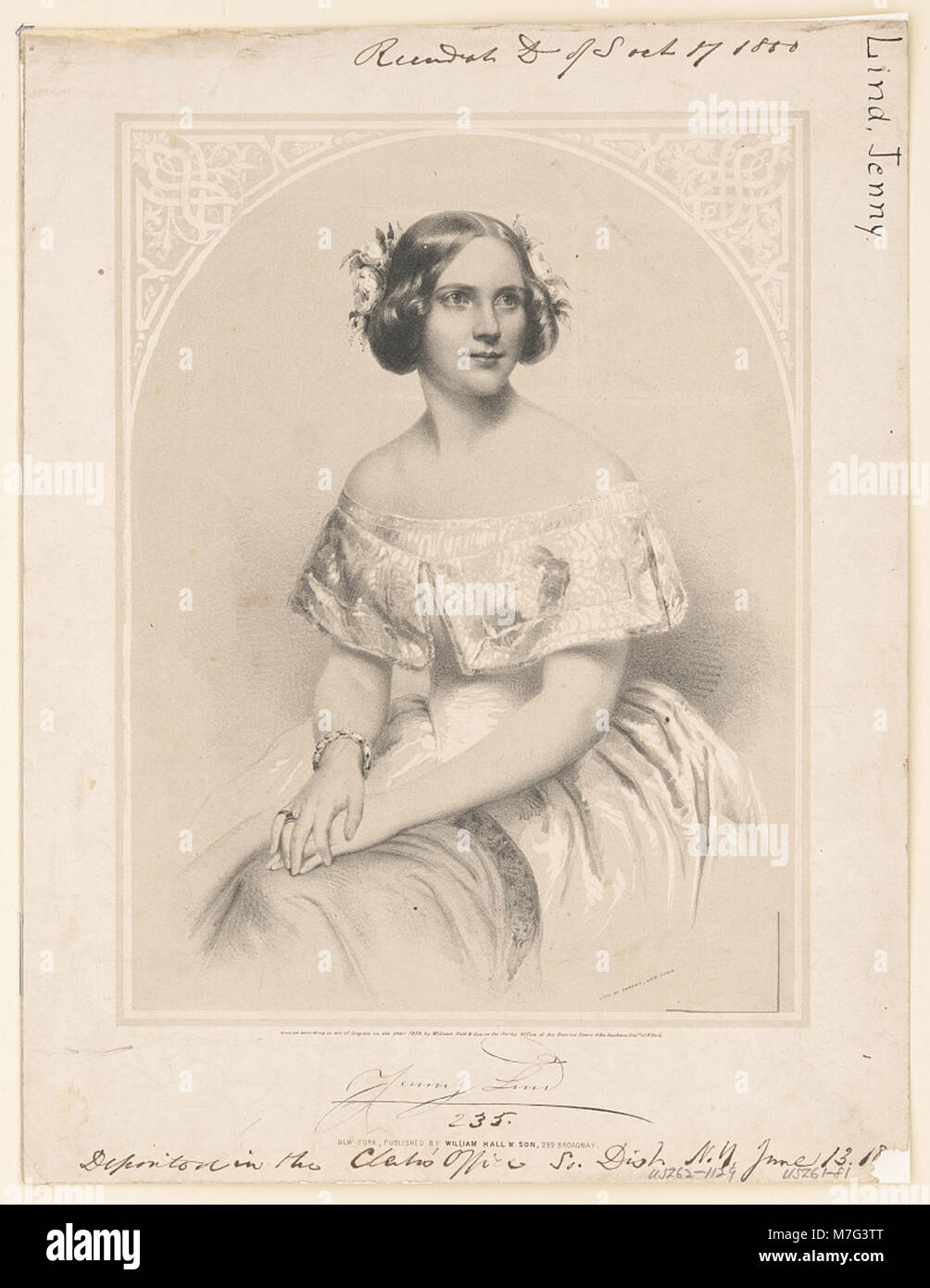 A portrait of Jenny Lind, the renowned Swedish opera singer, known for ...