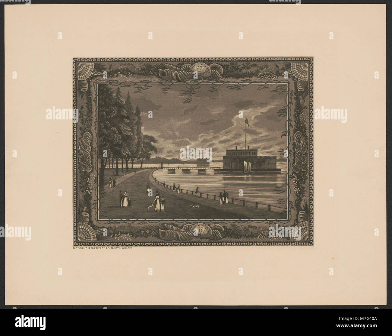 A historical view of Castle Clinton and the Battery in New York City ...