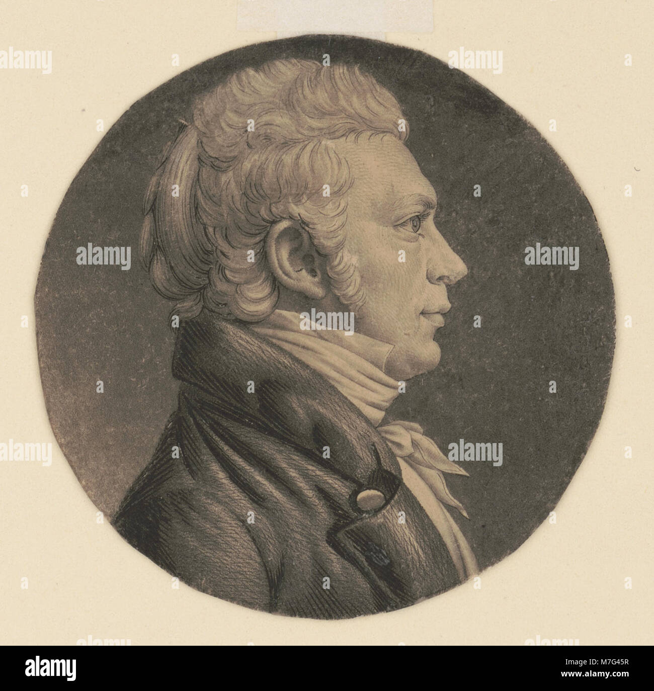 A head-and-shoulders portrait of George Way, captured in right profile ...