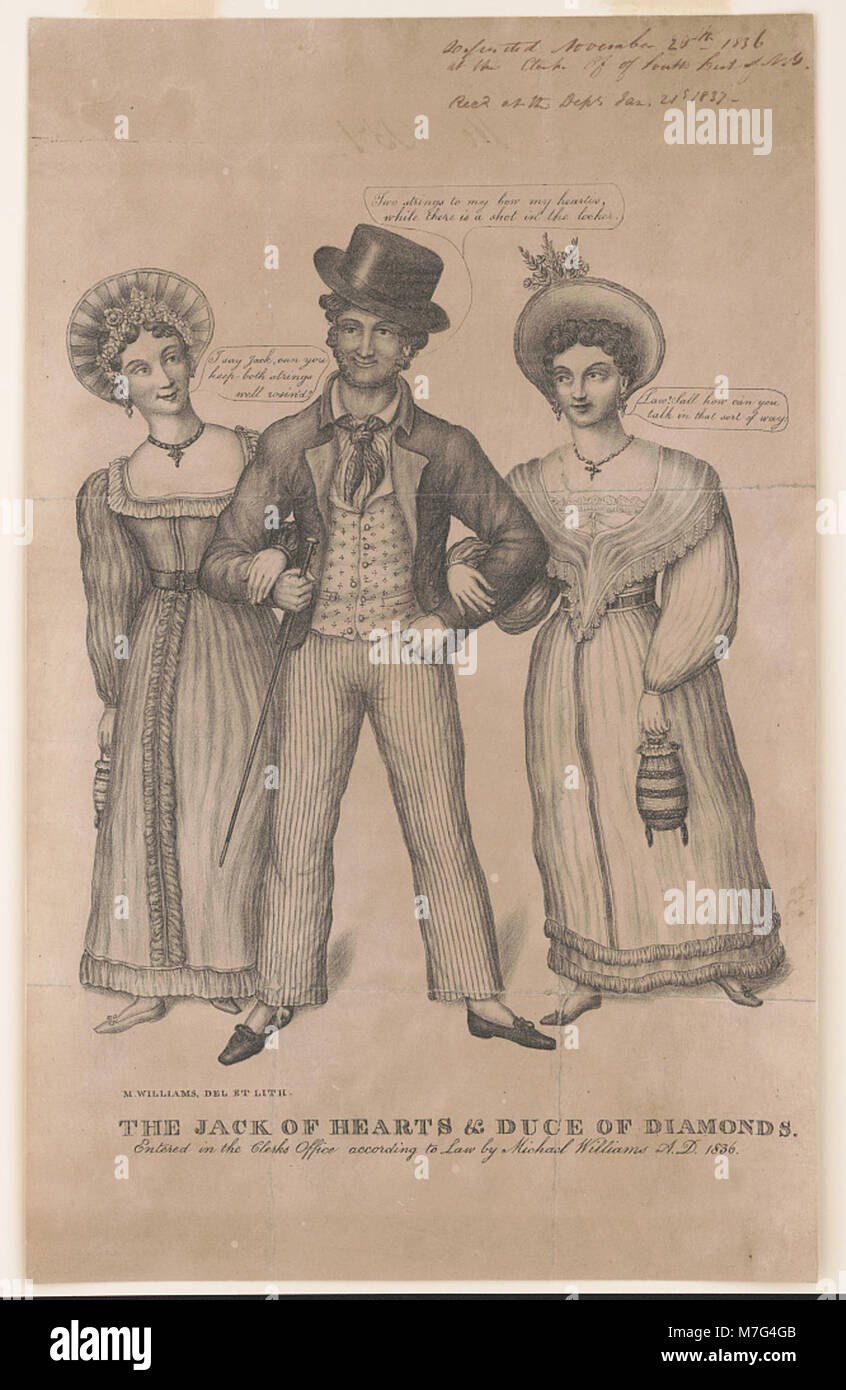 A depiction of the Jack of Hearts and the Deuce of Diamonds from a deck ...