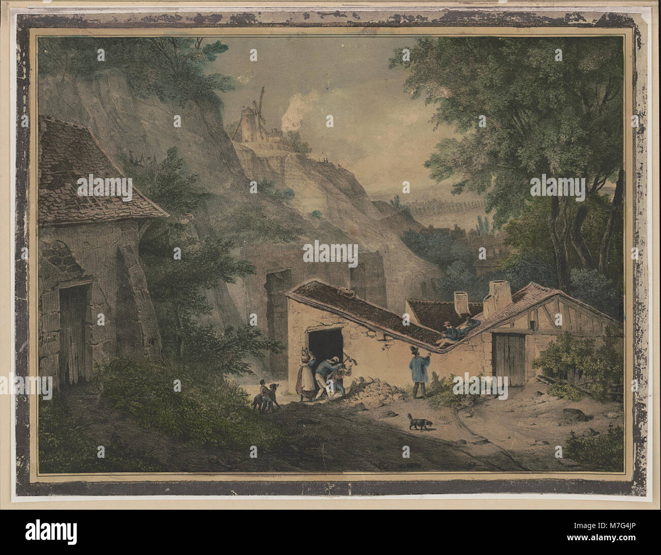 A village scene, showcasing daily life in a rural setting. The image ...