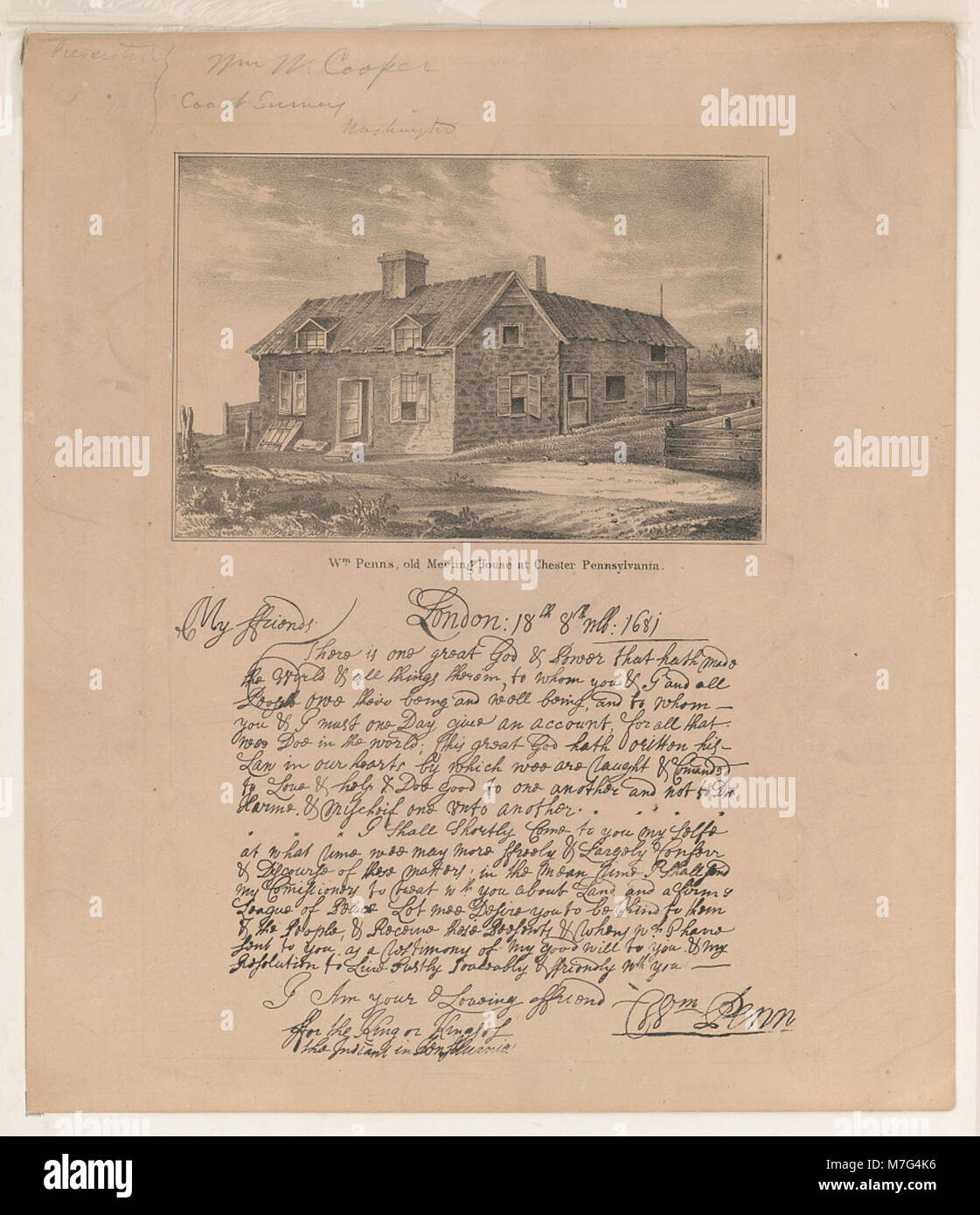 A photograph of William Penn's Old Meeting House in Chester ...