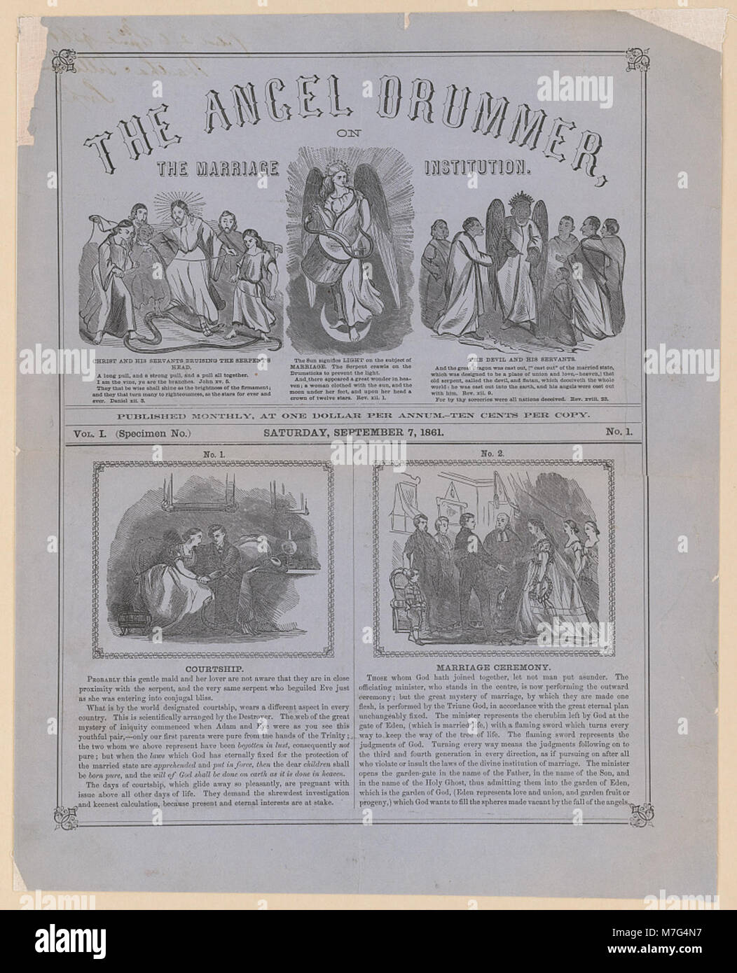 A historical illustration from the publication 'The Angel Drummer on ...