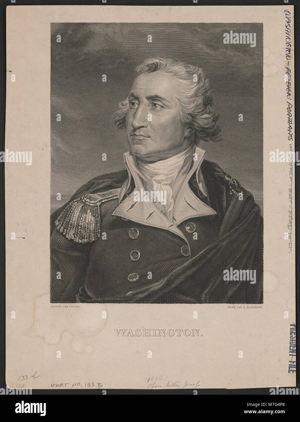 A historical portrait of George Washington, the first president of the ...