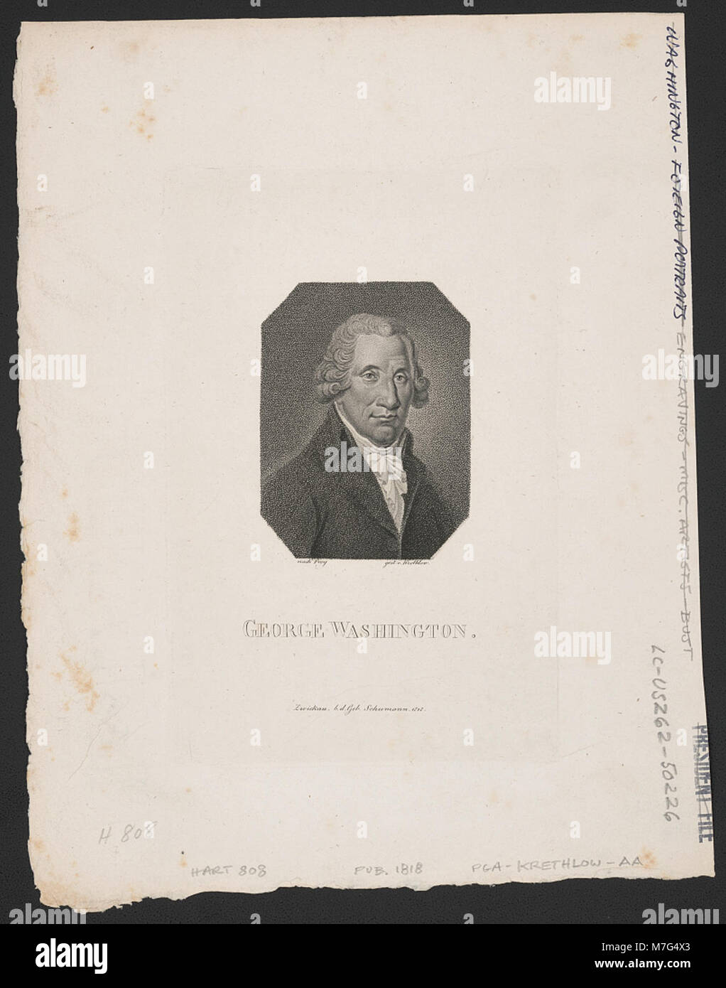 A historical portrait of George Washington, the first President of the ...