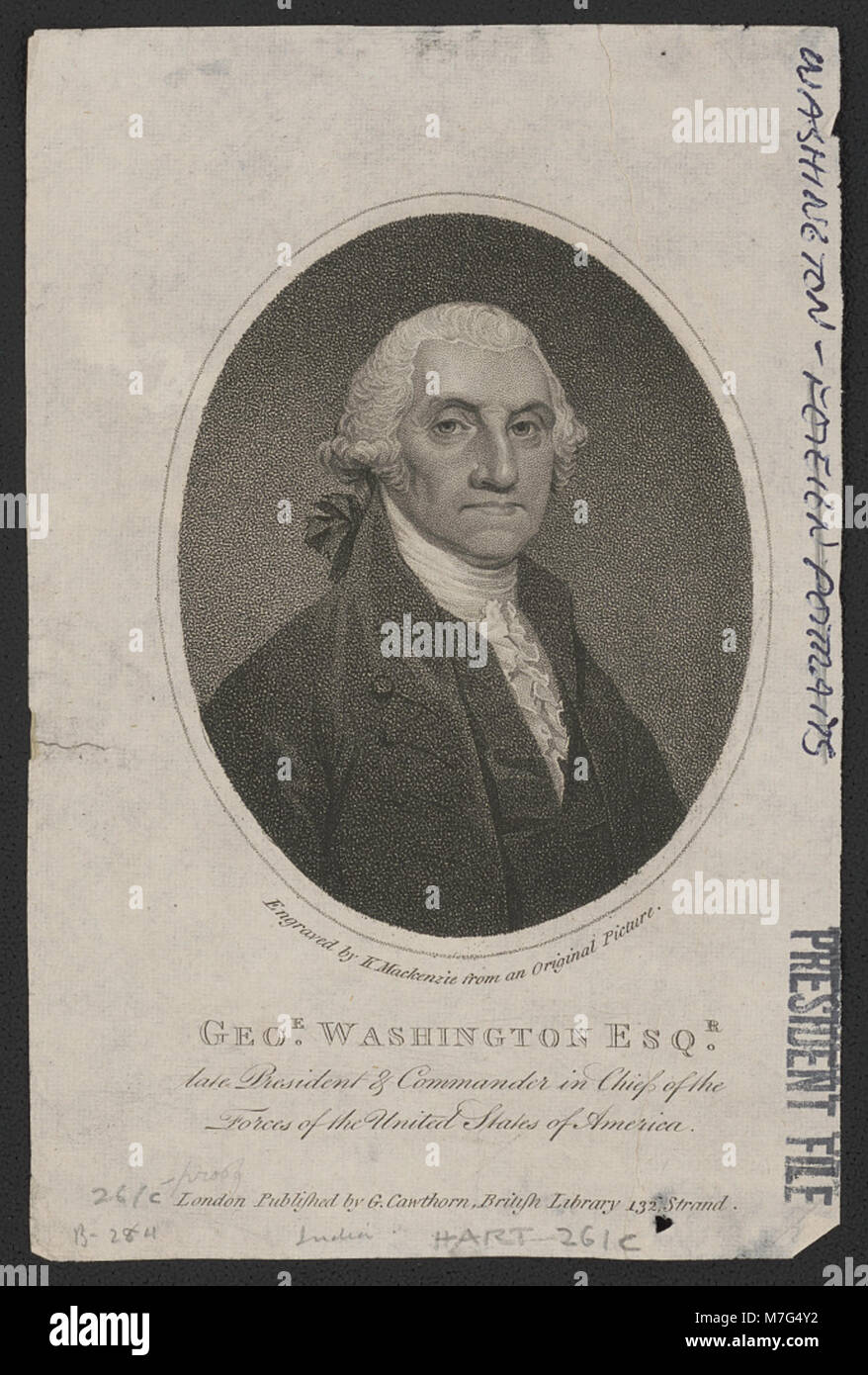 This engraving depicts George Washington, as drawn by K. Mackenzie from ...