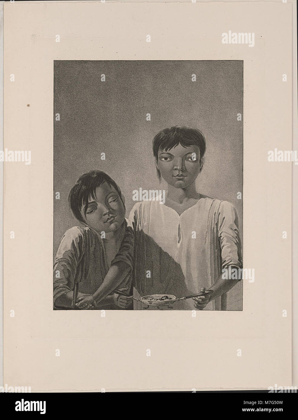 This portrait features two native children, highlighting their ...