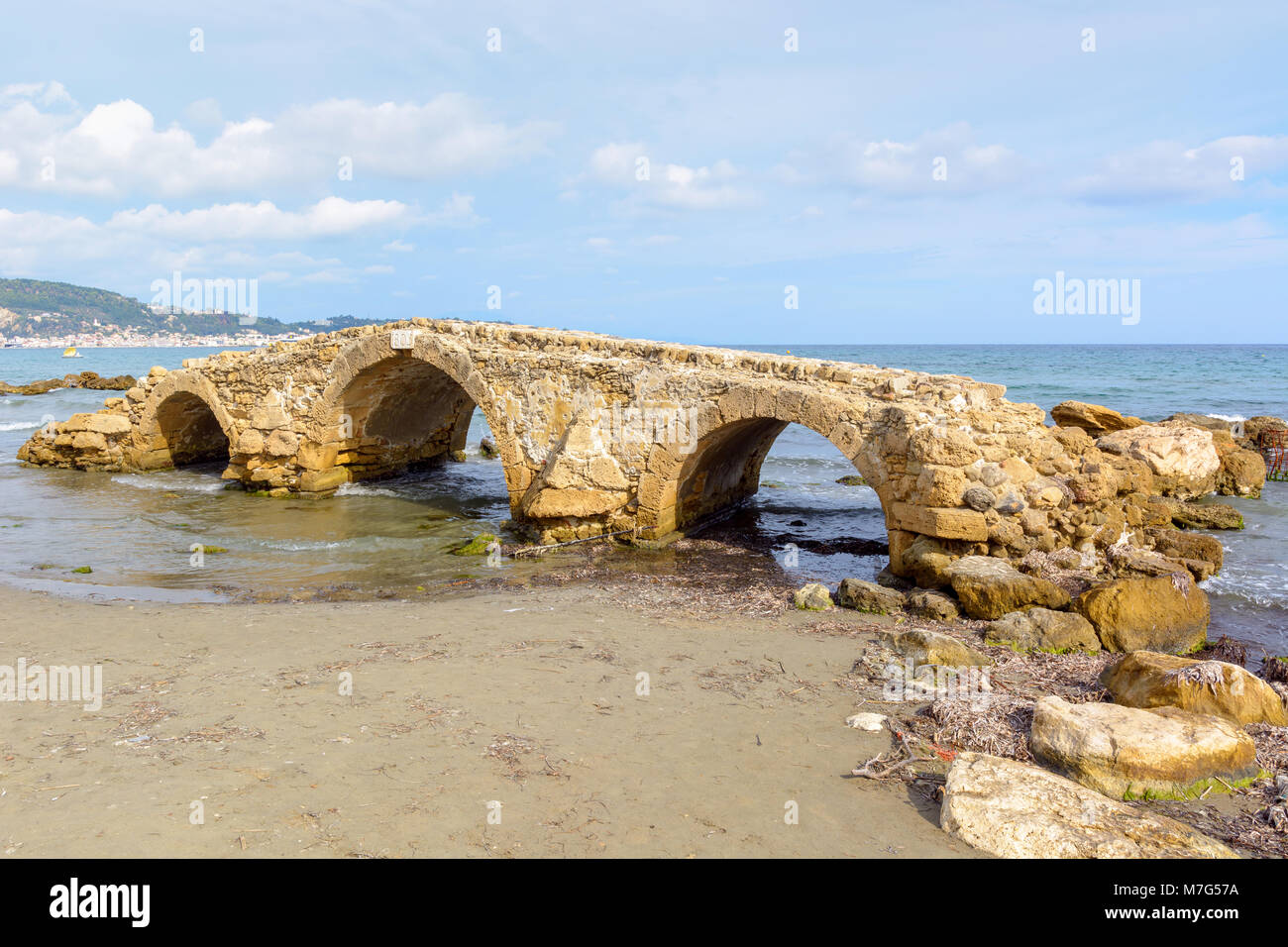 The Venetian Bridge of Argassi in Zakynthos. The bridge is a ...