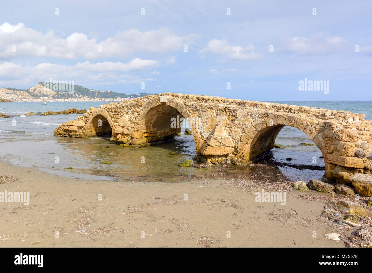 The Venetian Bridge of Argassi in Zakynthos. The bridge is a ...