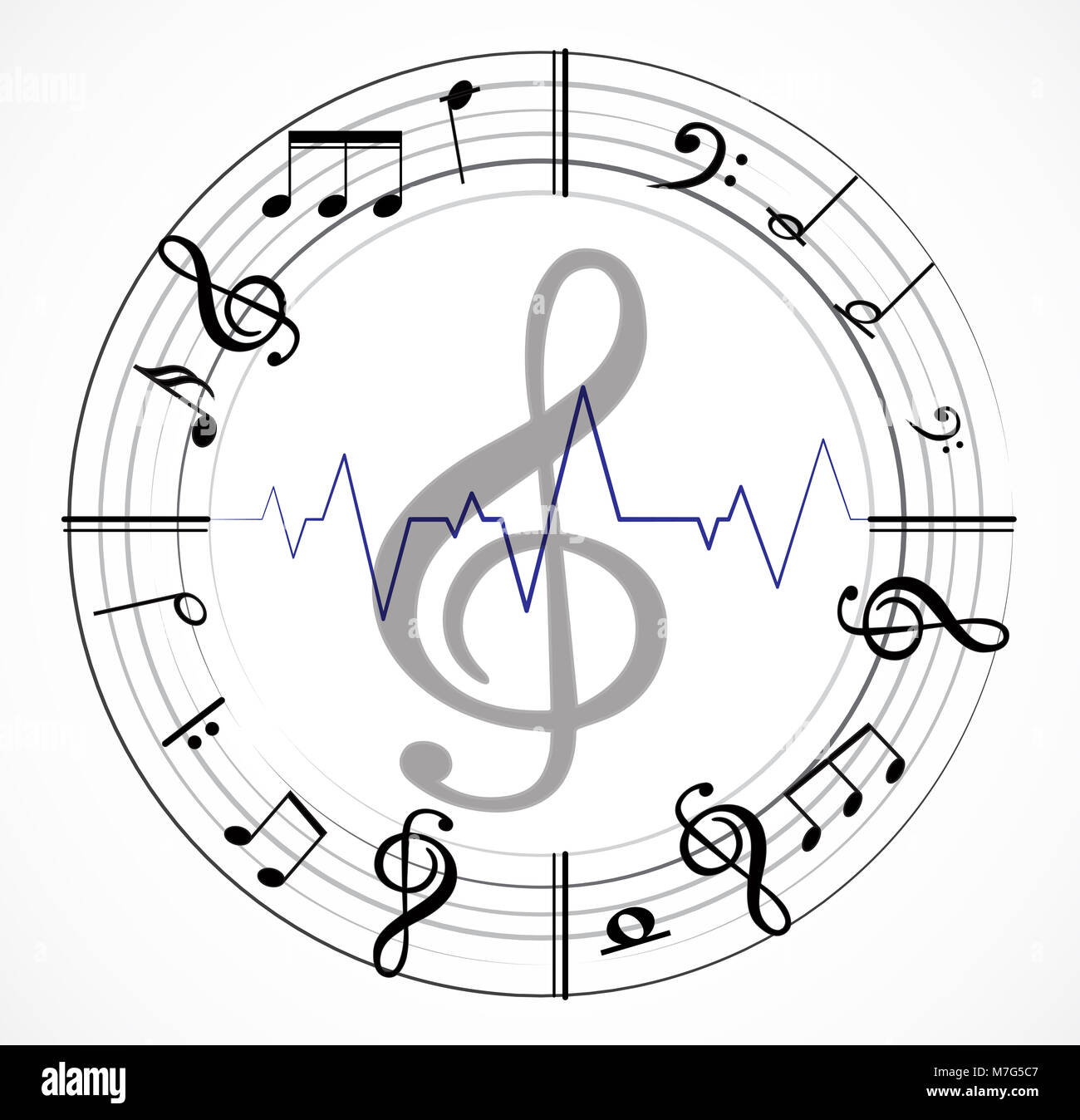 Music note background with different music symbols Stock Photo - Alamy