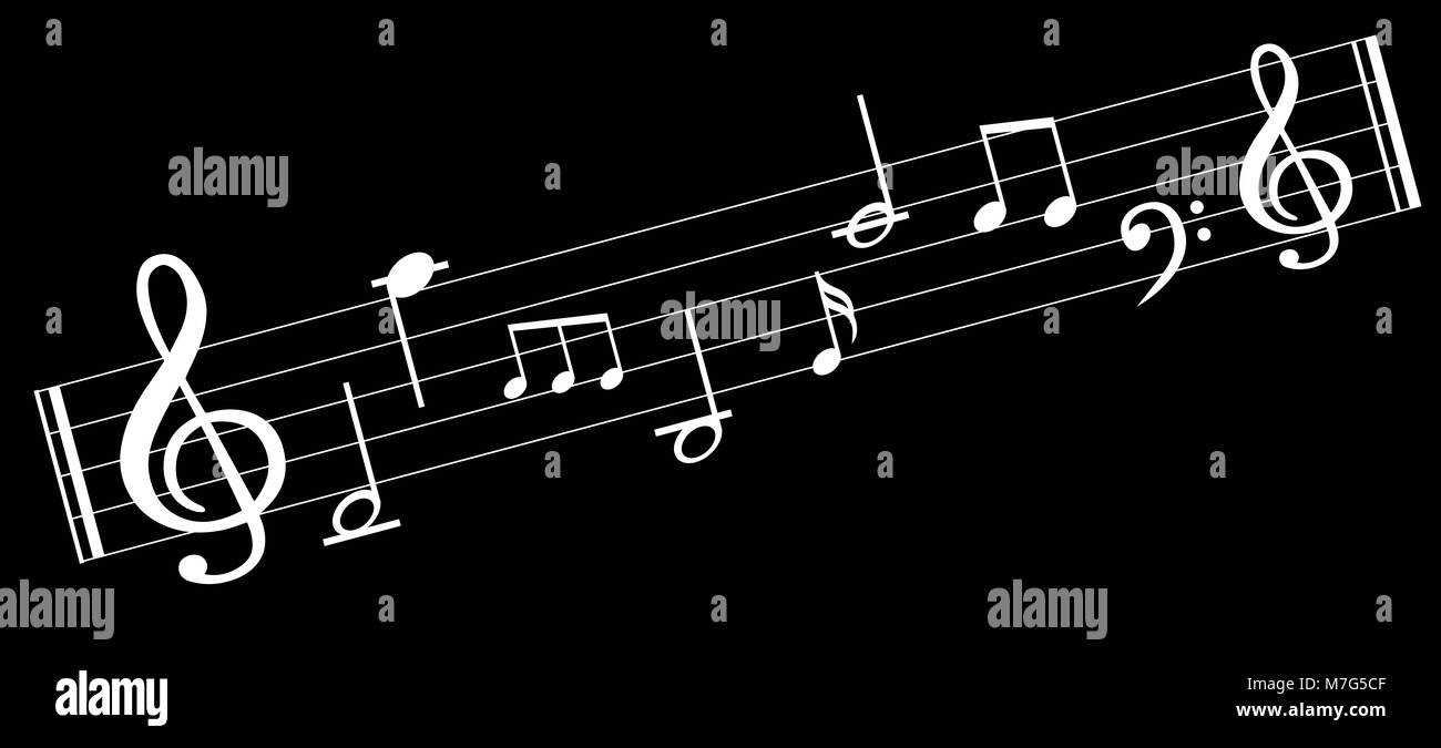 Music note background with different music symbols Stock Photo - Alamy