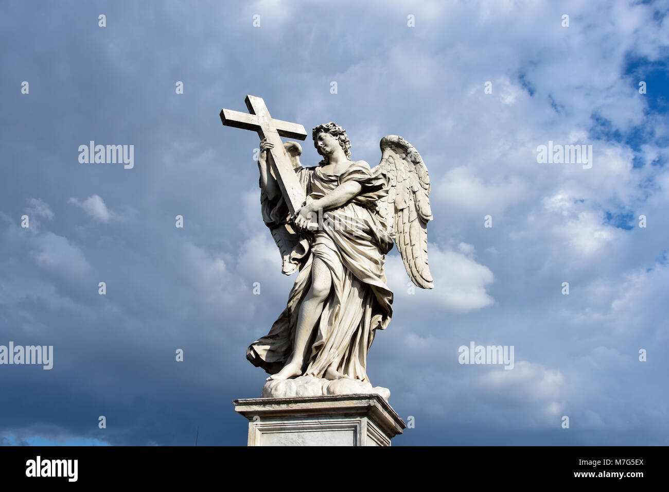 Angel with the Cross. Sant’Angelo Bridge (Ponte Sant’Angelo) Rome ...