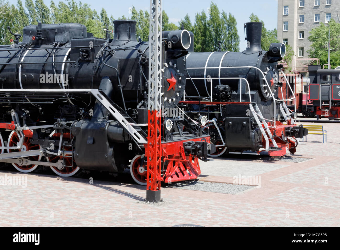 Old black steam locomotives FD20-2560 and Er774-40 in the Kharkіv ...