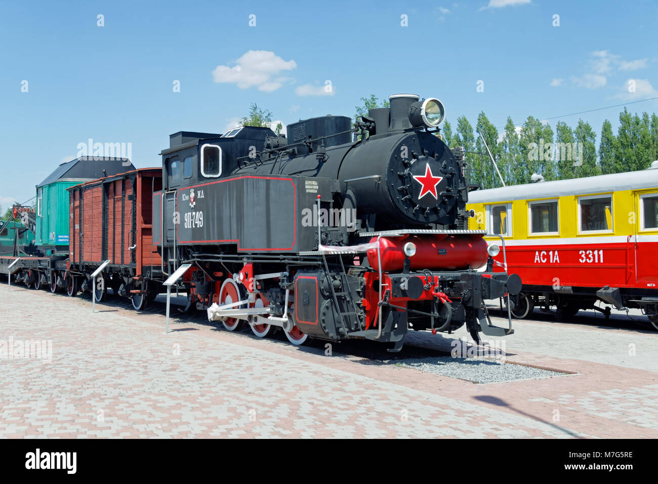 Old black steam locomotive 9P-749 in the Kharkіv Railway Museum ...