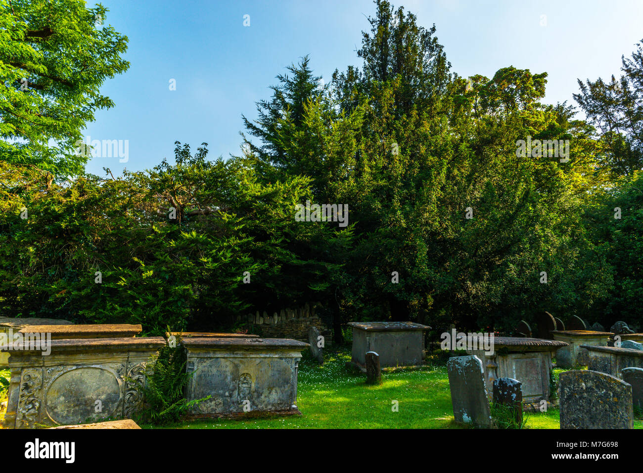 Old Medieval english Cemetery, gravestones, typical old British ...