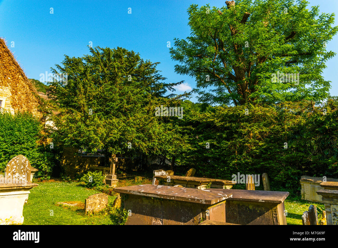 Old Medieval english Cemetery, gravestones, typical old British ...