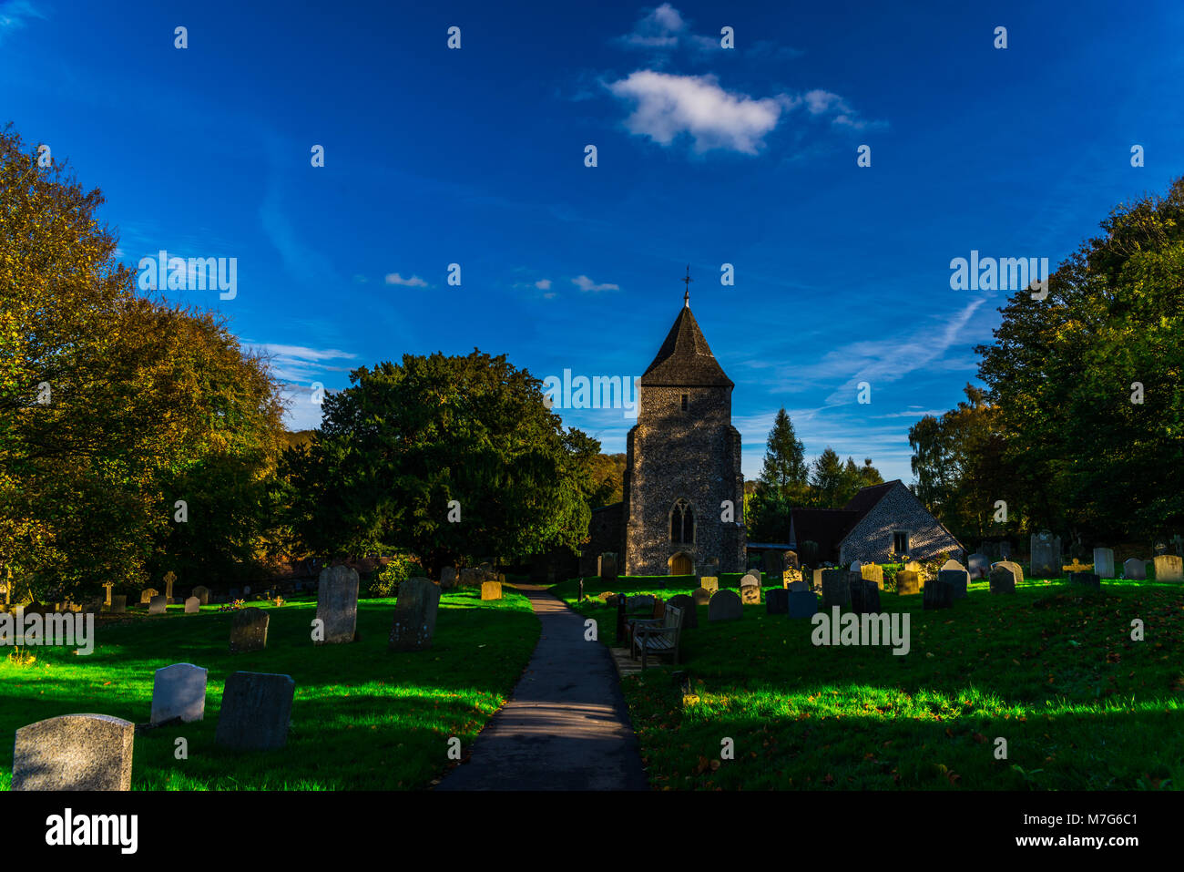 Old Medieval english Cemetery, gravestones, typical old British ...
