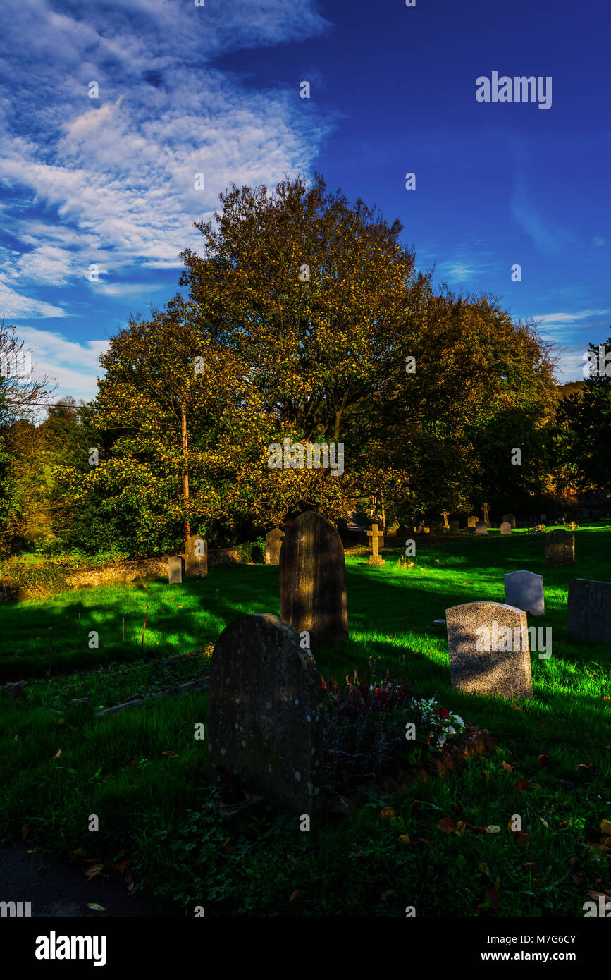 Old Medieval english Cemetery, gravestones, typical old British ...