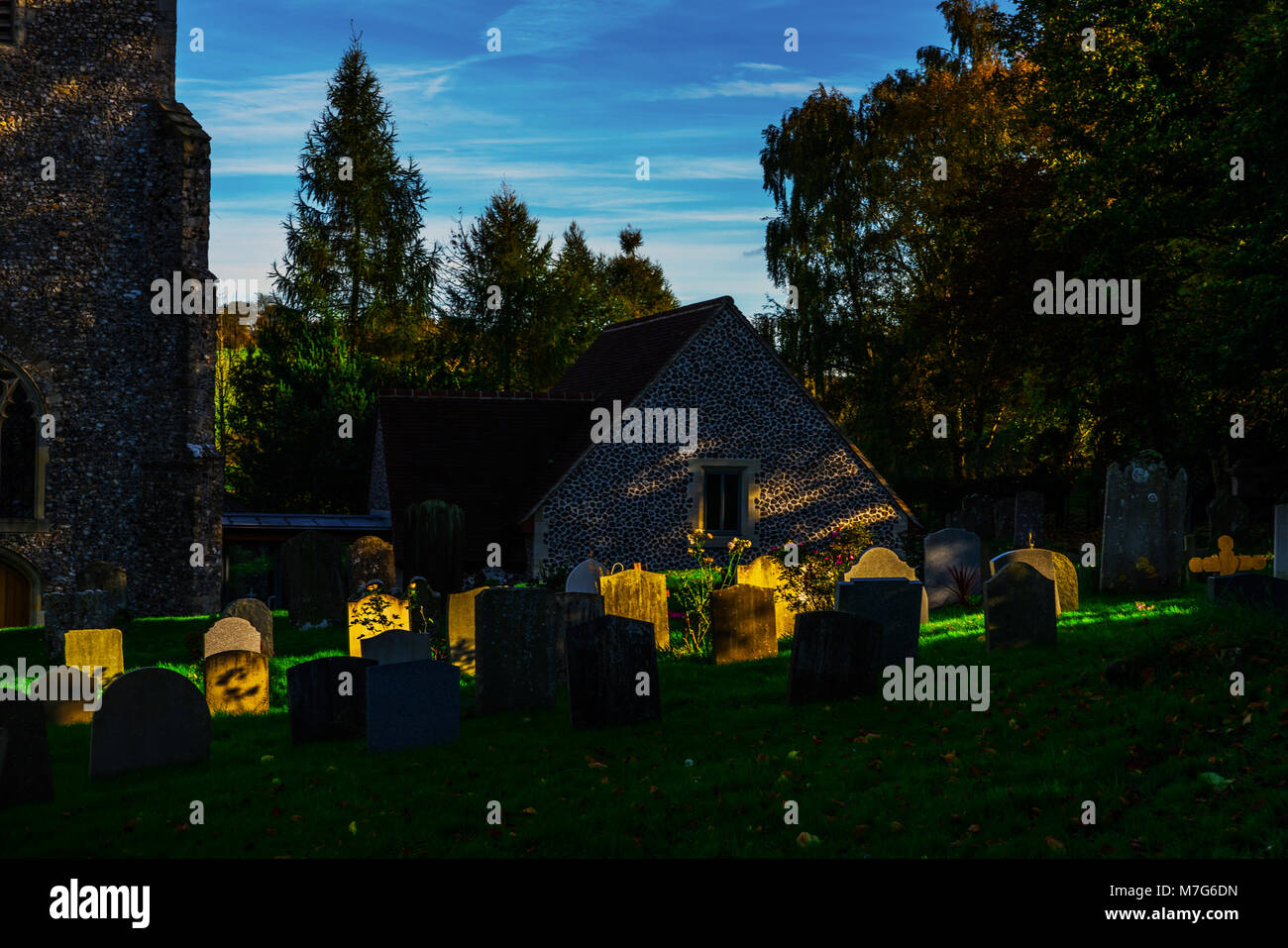 Old Medieval english Cemetery, gravestones, typical old British ...