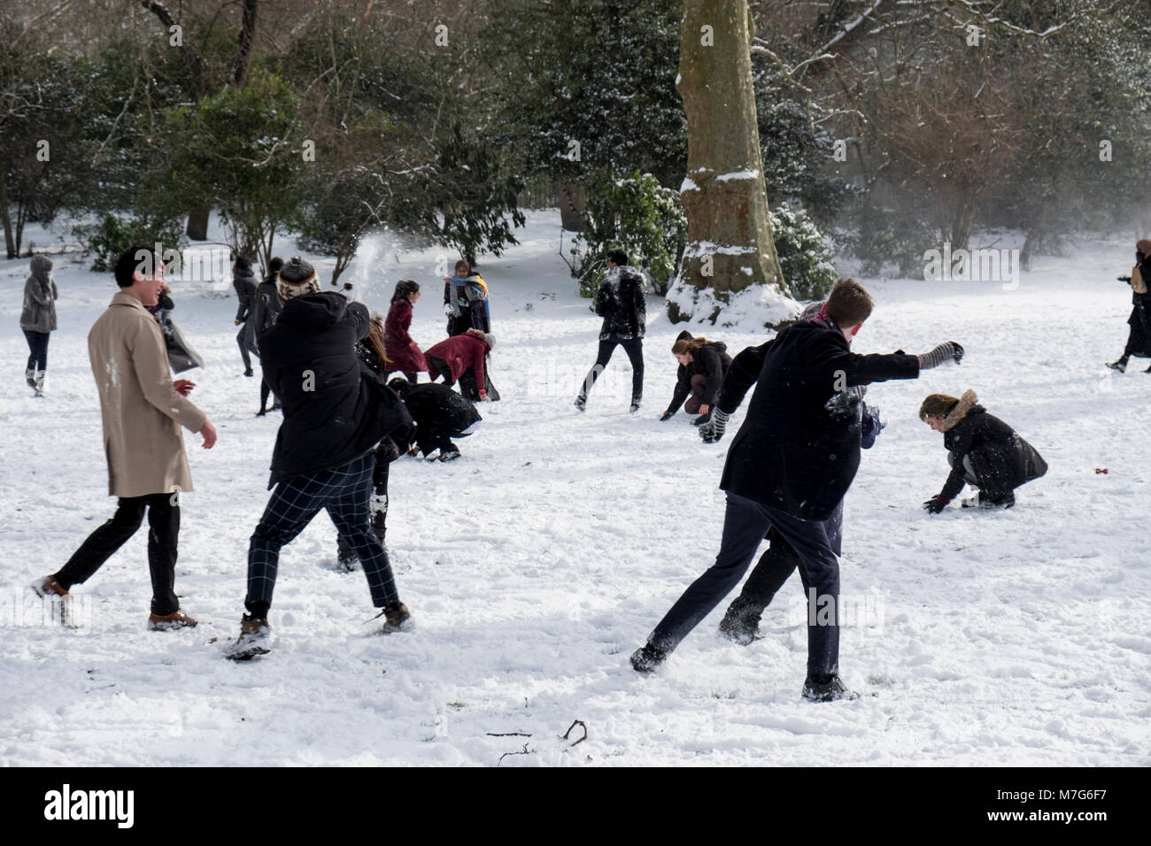 Snow fall in London winter 2018 Stock Photo - Alamy