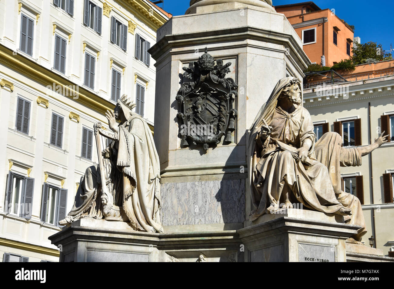 The Column of Immaculate Conception. Piazza Mignanelli. Rome, Italy ...