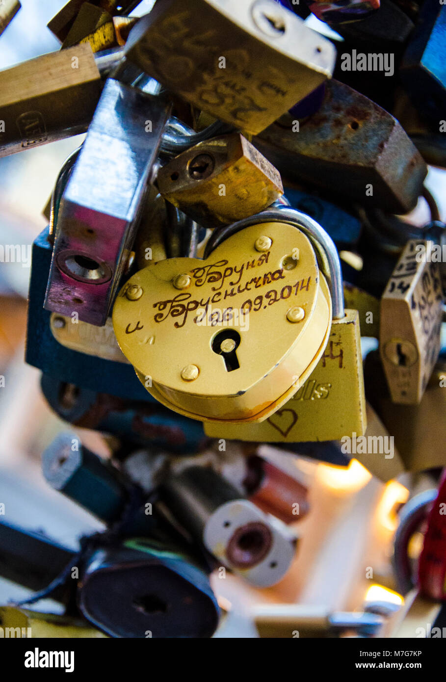 Love Locks in Prague - a symbol of love throughout Europe Stock Photo ...