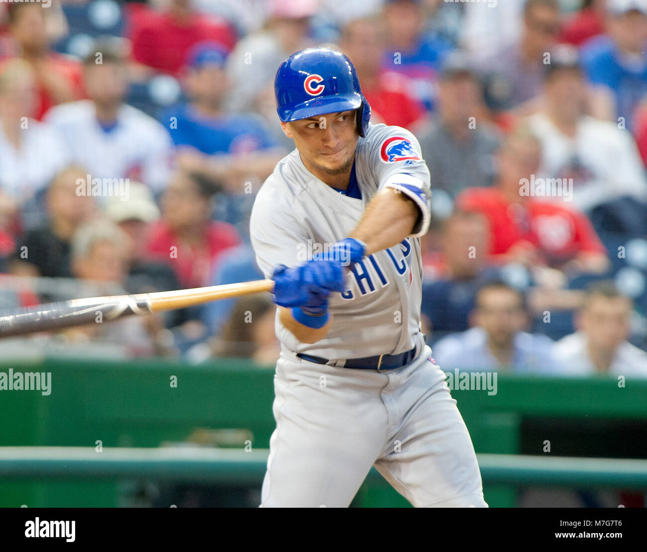 Chicago Cubs left fielder Albert Almora Jr. (5) bats in the twelfth ...