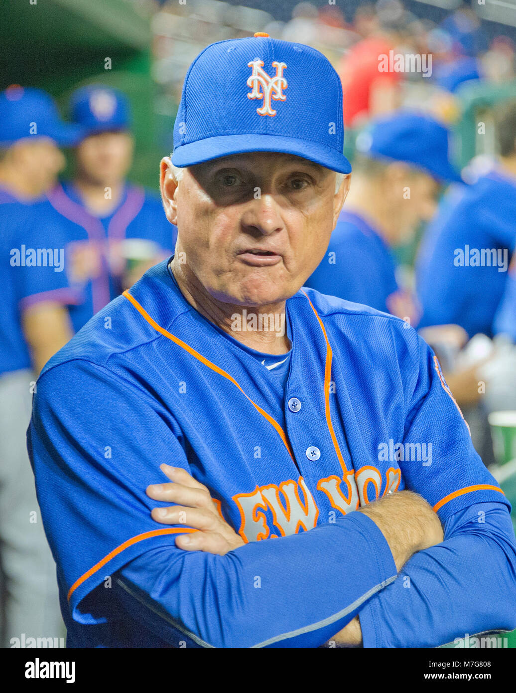 New York Mets manager Terry Collins (10) in the dugout during the sixth ...