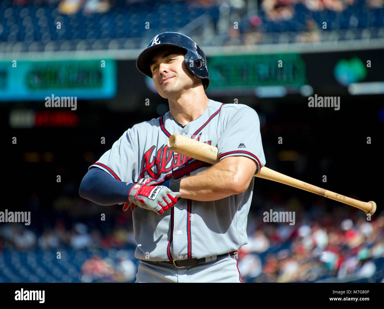 Atlanta Braves third baseman Chase d'Arnaud (23) adjusts his batting ...