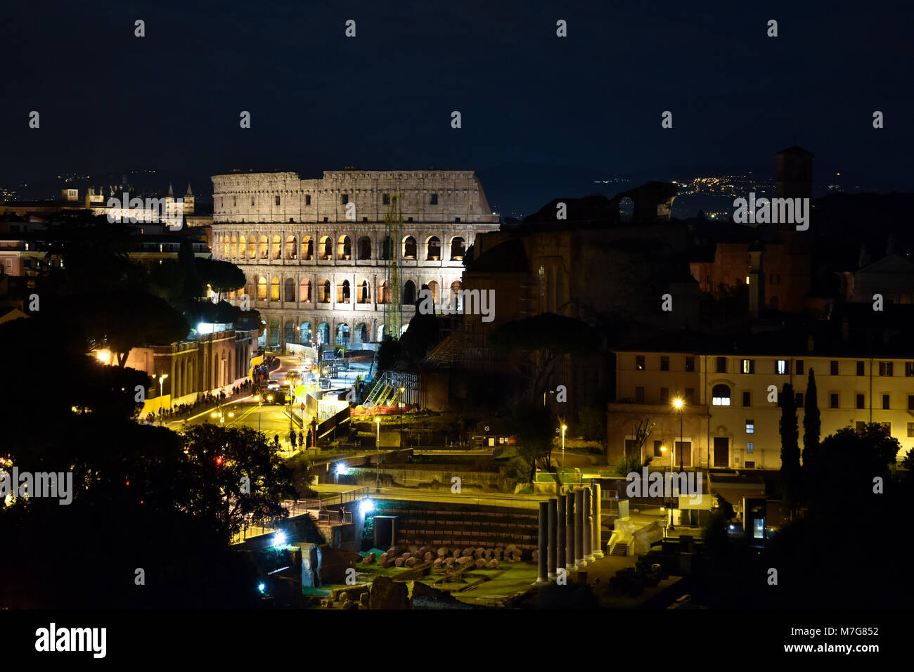 The Colosseum at night. Rome, Italy Stock Photo - Alamy