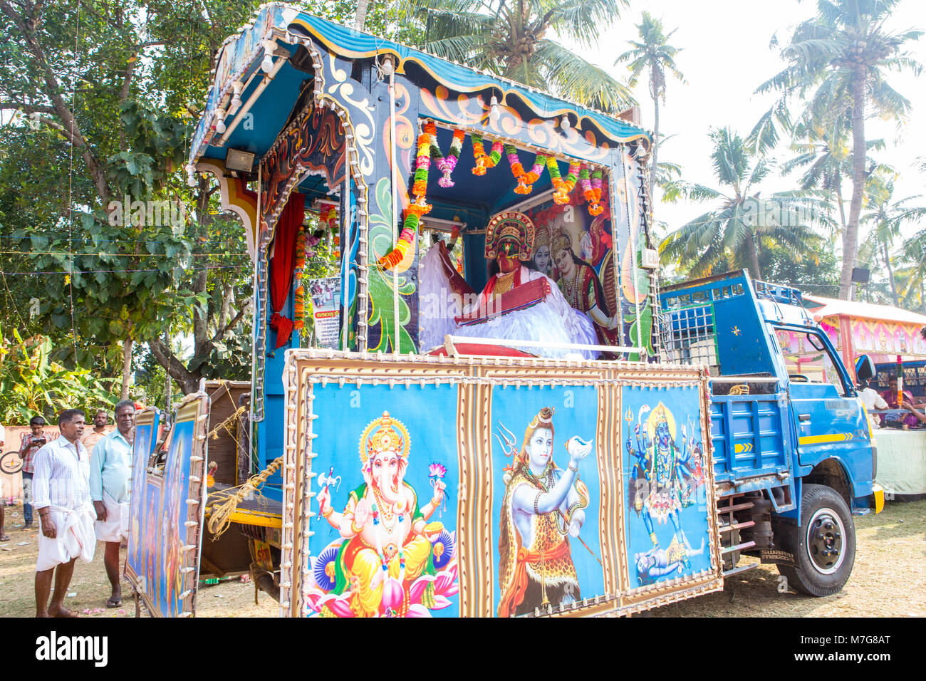 colourful blue festival float at shivratri festival varkala Stock Photo ...