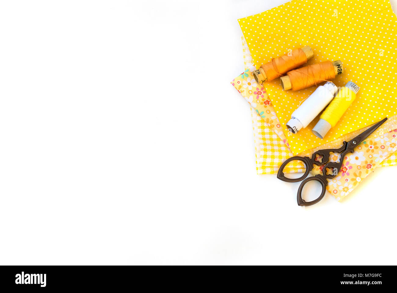 Sewing kit and cloth materials with dressmaking sewing utensils ...