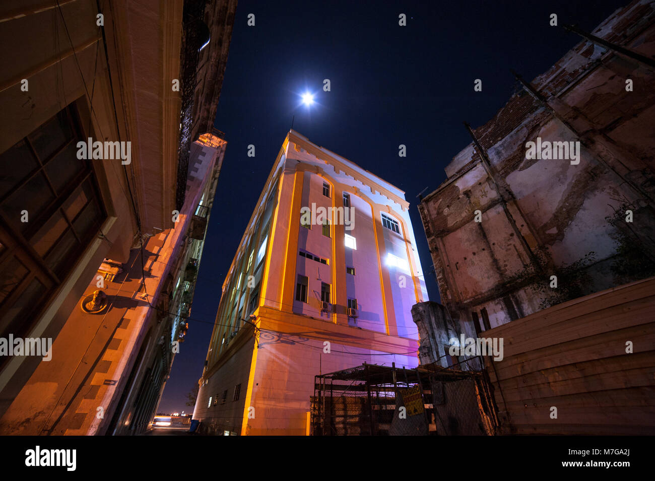 Full moon at night over Havana, Cuba Stock Photo - Alamy