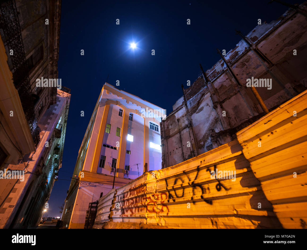 Full moon at night over Havana, Cuba Stock Photo - Alamy
