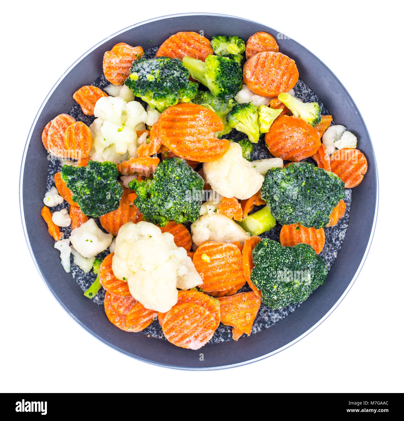 Frying pan with frozen vegetables Stock Photo - Alamy