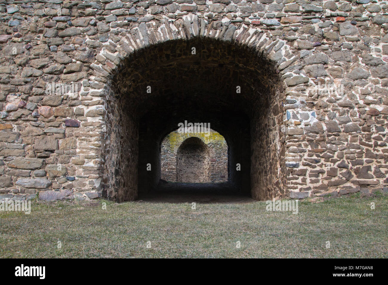 Medieval castle wall with passage, for backgrounds and textures Stock ...