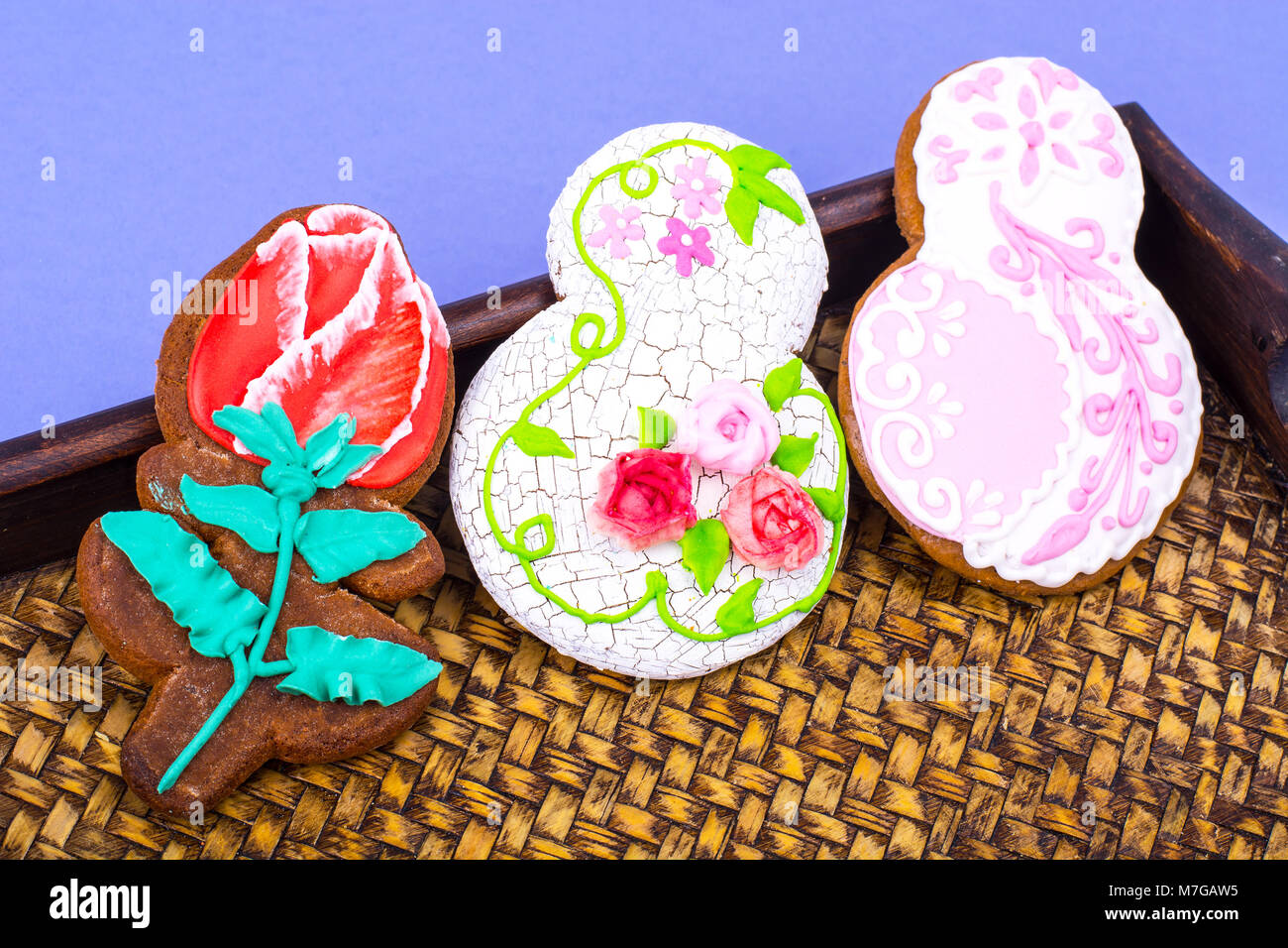 Home gingerbread to women's day March 8. Studio Photo Stock Photo - Alamy