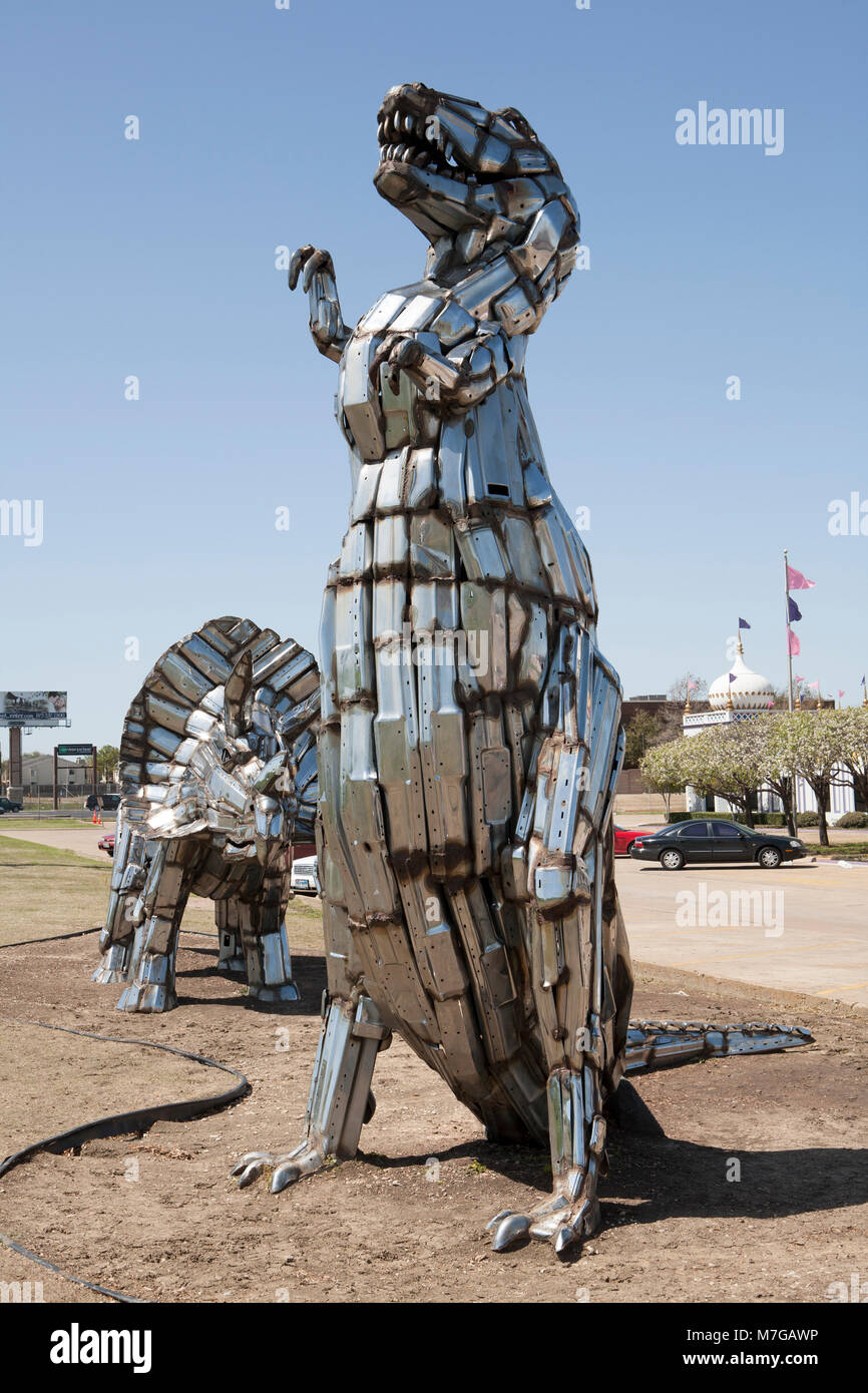 Tyrannosaurus rex, one of three chromosaurus (dinosaur models made of ...
