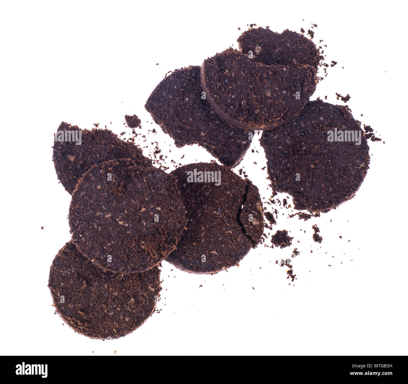 Pressed coffee waste after the espresso machine Stock Photo - Alamy