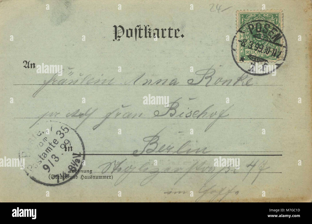 The postcard from Posen (now Poznań, Poland) features the police ...
