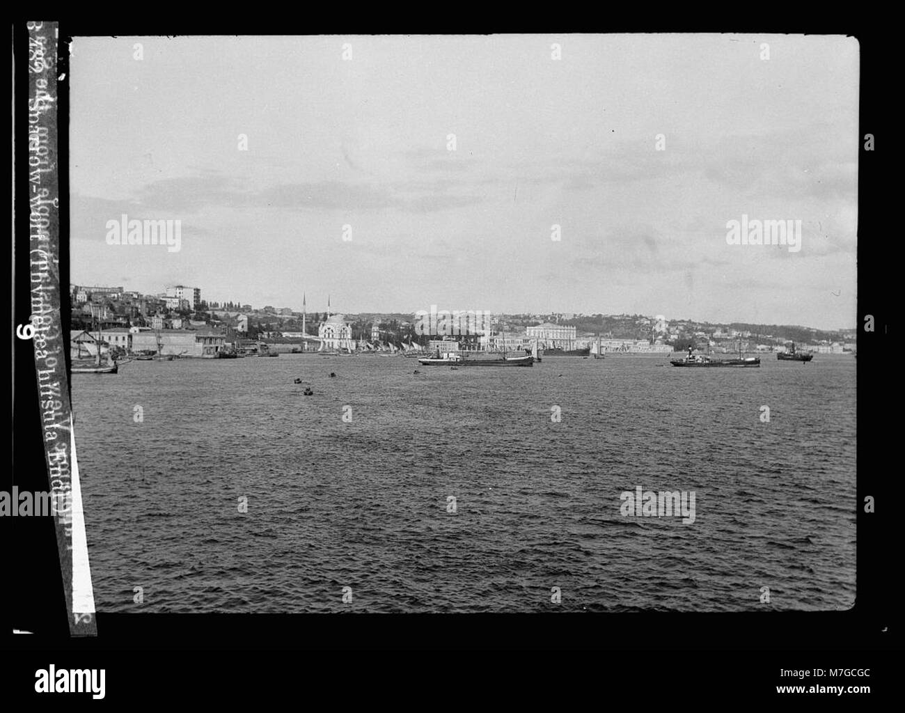 A panoramic view of Constantinople, now Istanbul, captured from the sea ...