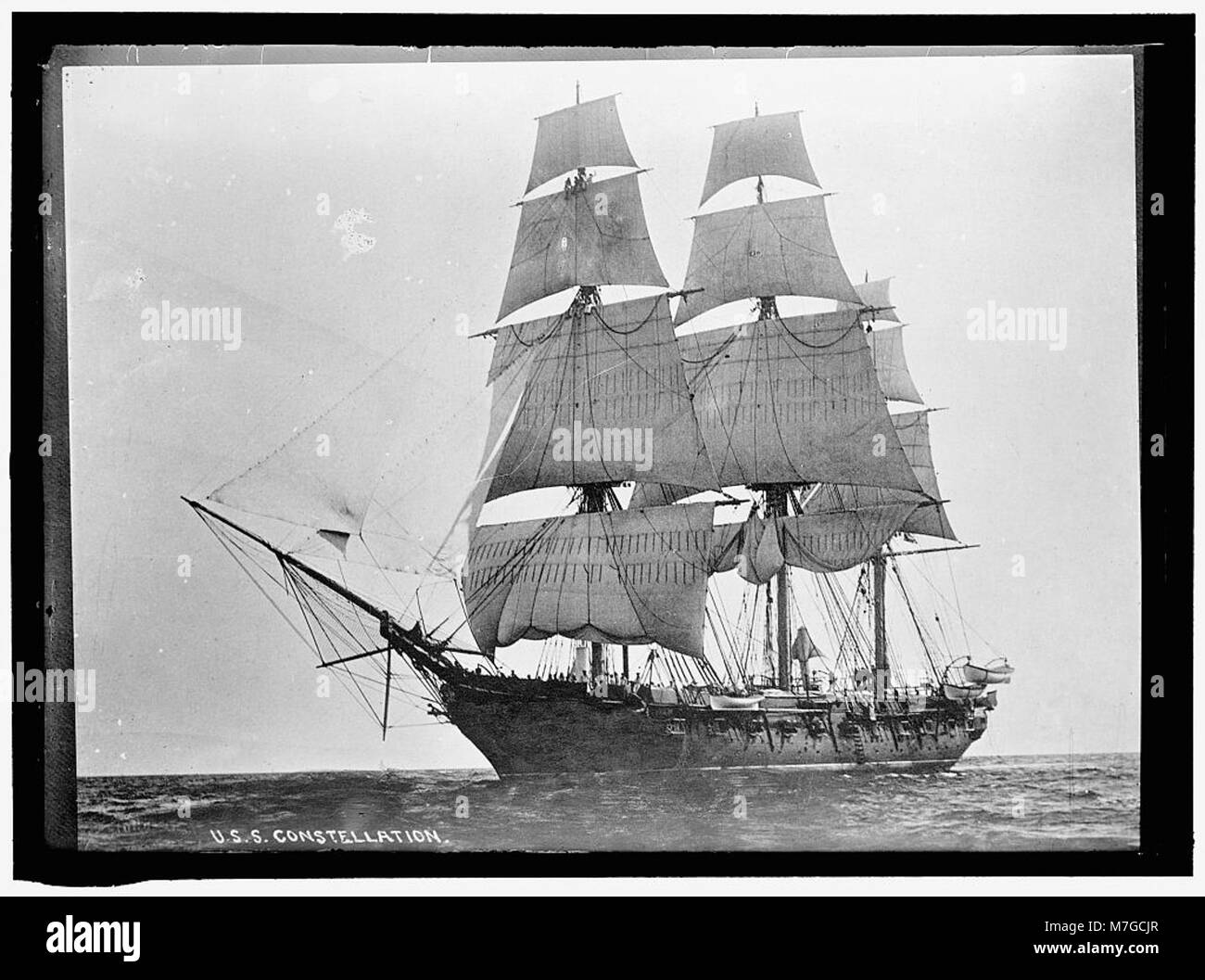 A photograph of the U.S.S. Constellation, a historic U.S. Navy warship ...