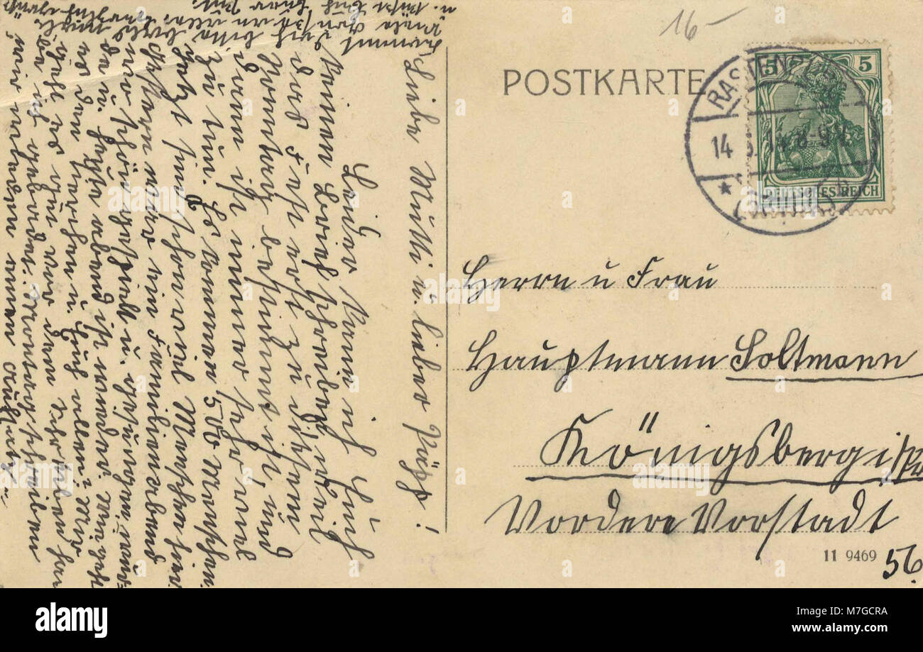 A vintage postcard image of Rastenburg, East Prussia, showing ...