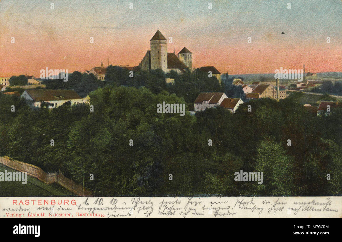 A postcard of Rastenburg in East Prussia, depicting a view of the town ...